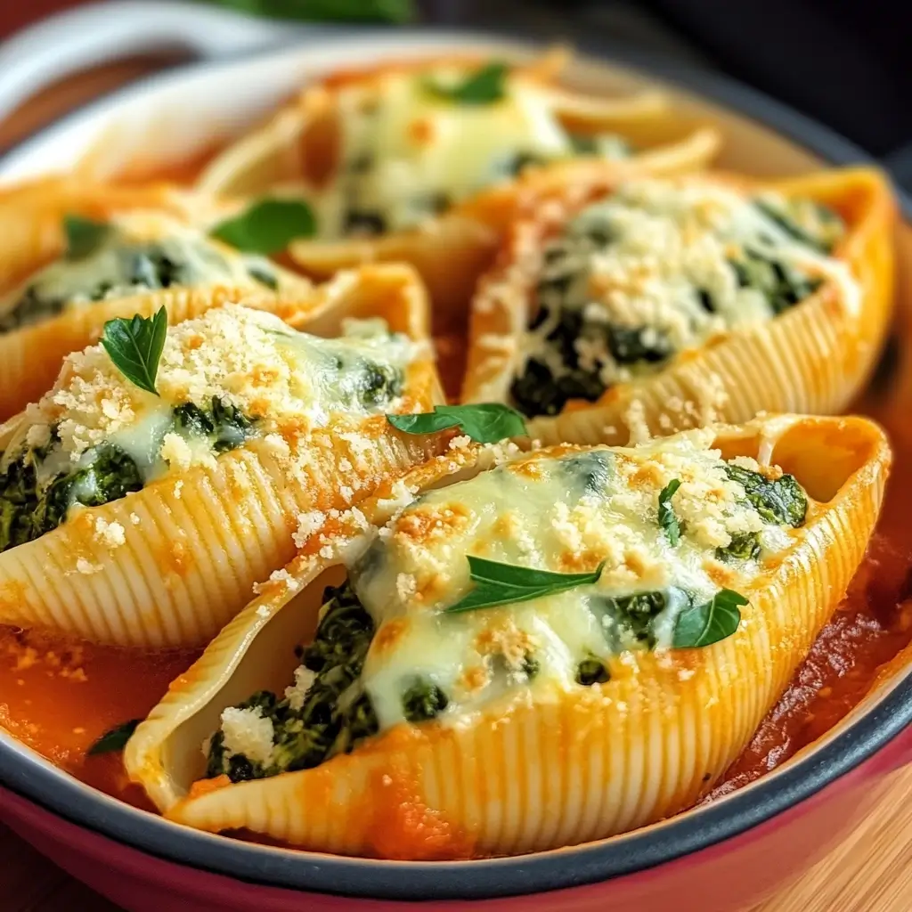 Cheesy Spinach Stuffed Shells Recipe - Grandma Recipes