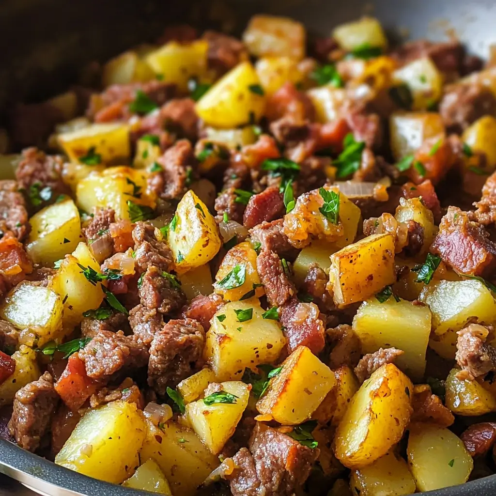 One-Pot Beef and Potato Hash Recipe - Grandma Recipes