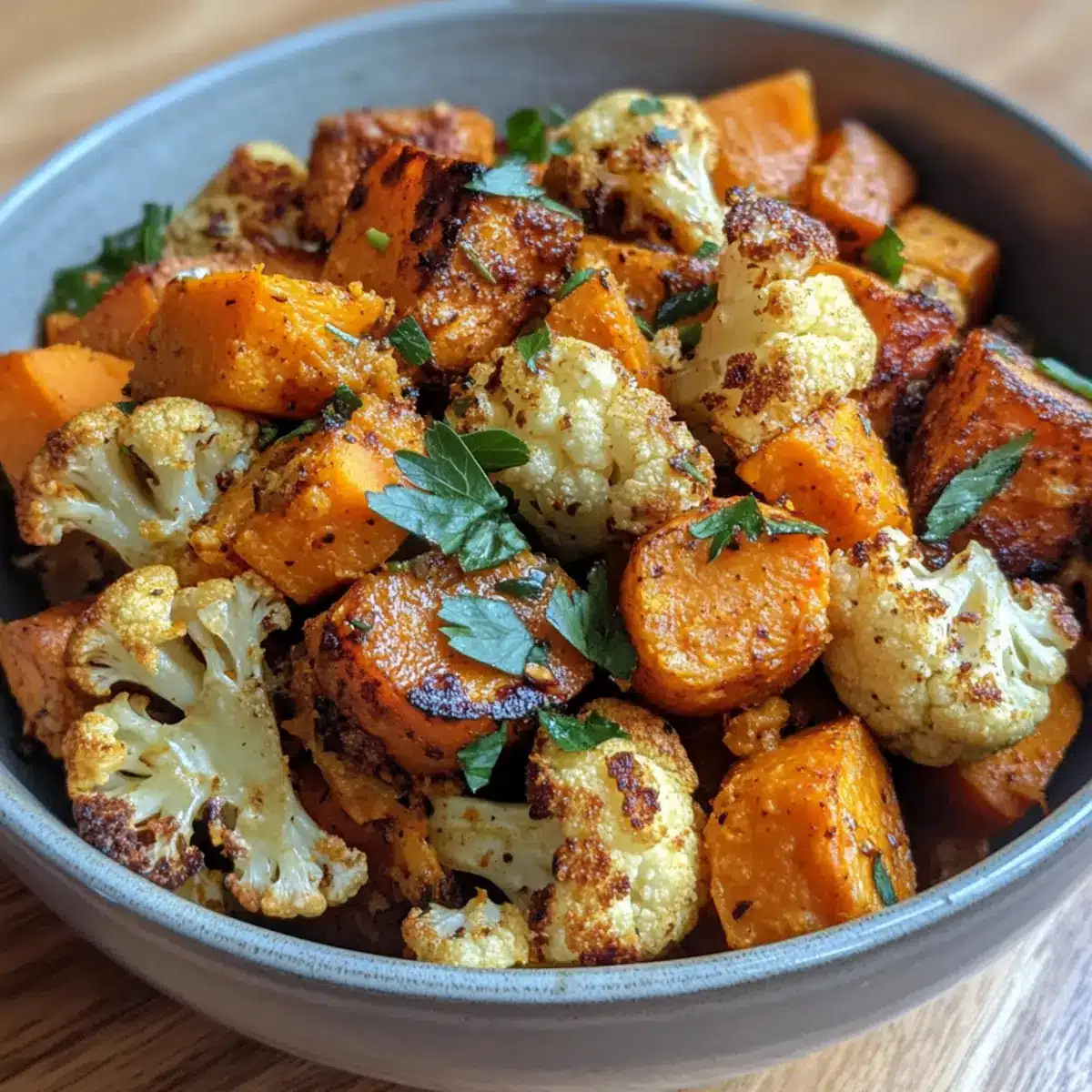 Easy Delicious Baked Cauliflower & Sweet Potato Medley Recipe