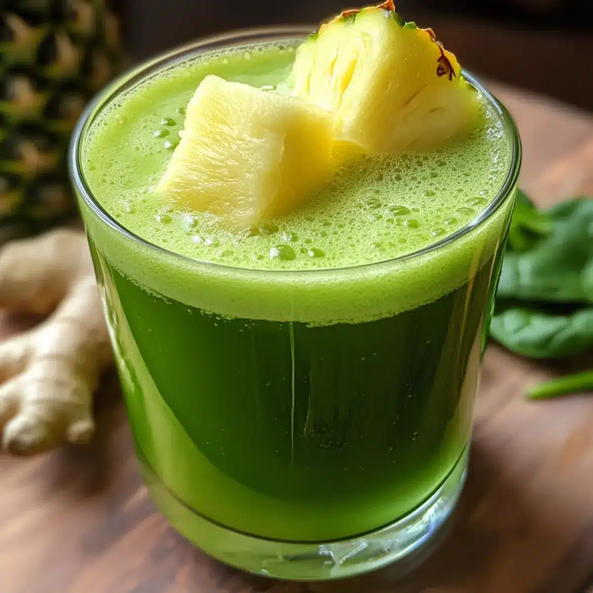 Easy Delicious Pineapple Spinach Ginger Juice for Energy